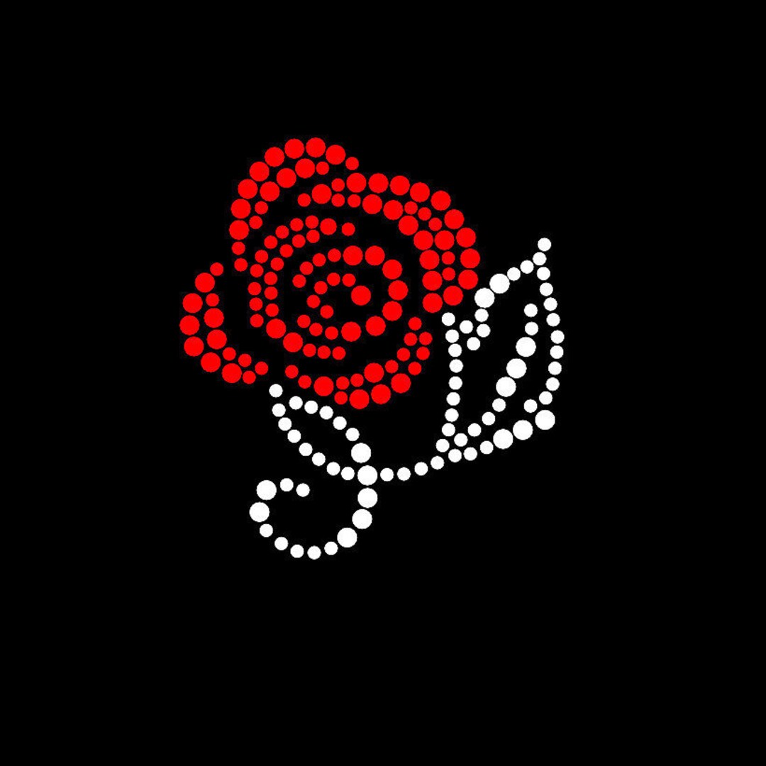 Flower Rose Rhinestone Transfer Bling Hot Fix Iron on Patch Motif ...