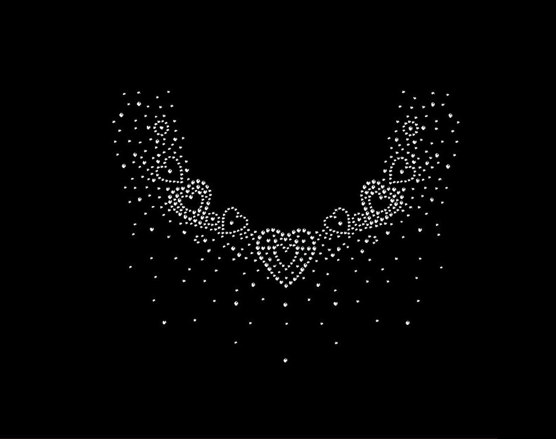 Heart Rhinestone Transfer Bling Hot Fix Iron on Patch Motif Design ...