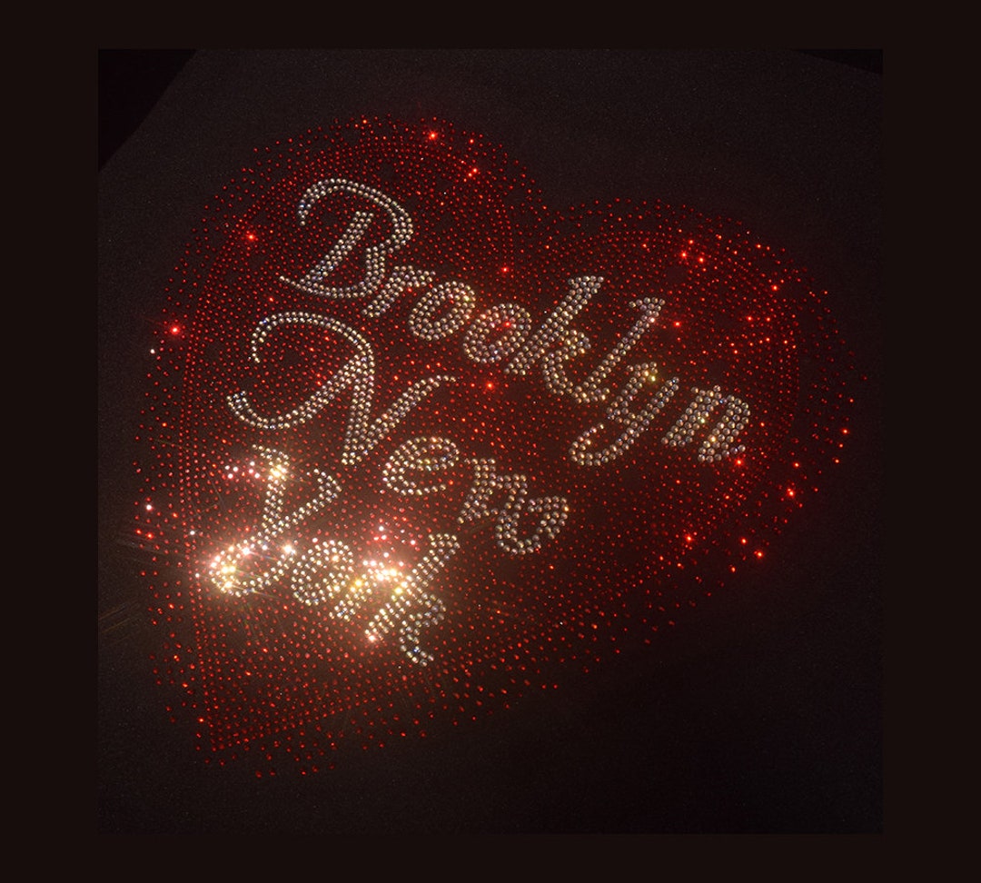 Heart Rhinestone Transfer Bling Hot Fix Iron on Patch Motif Design ...