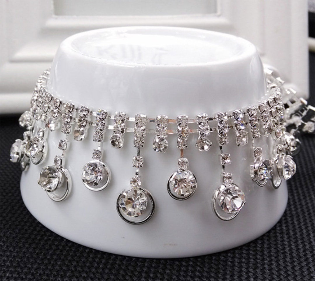 Clear Rhinestone Trim Clear Crystal Chain Wedding Rhinestone Fringe ...