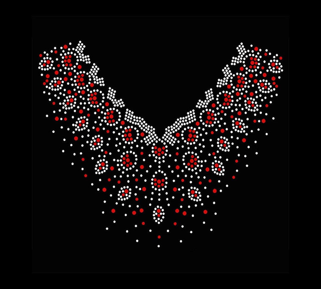 Flower Rhinestone Transfer Bling Hot Fix Iron on Patch Motif Design ...