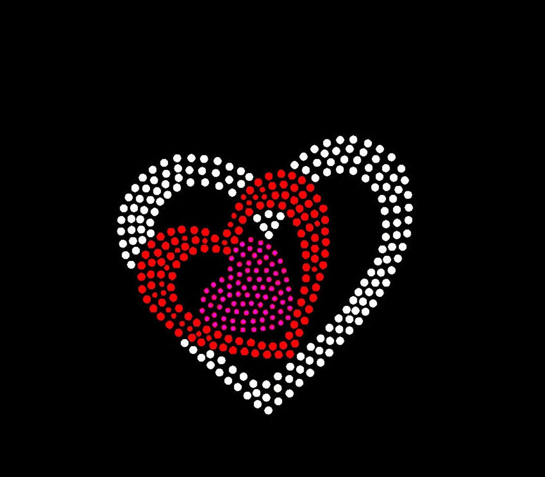 Heart Rhinestone Transfer Bling Hot Fix Iron on Patch Motif Design ...