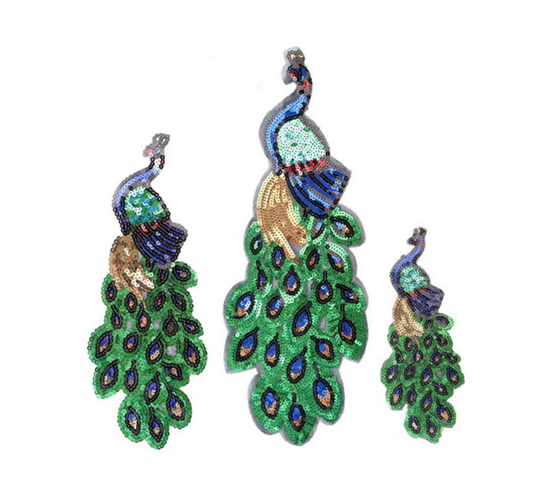 Peacock Sequins Applique Patch Appliques Cloth Applique DIY Garment ...