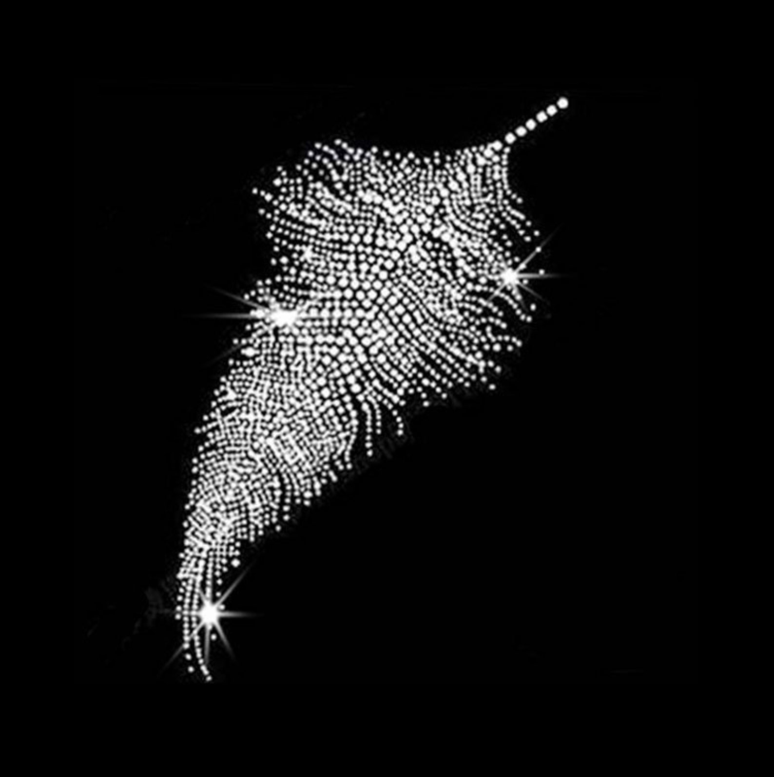Feather Rhinestone Transfer Bling Hot Fix Iron on Patch Motif Design ...