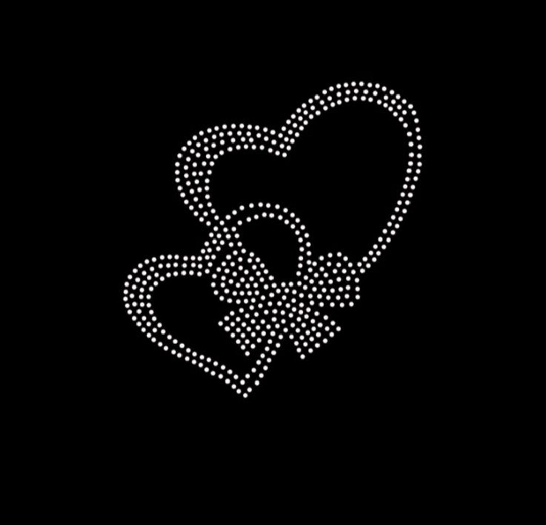 Heart Rhinestone Transfer Bling Hot Fix Iron on Patch Motif Design ...