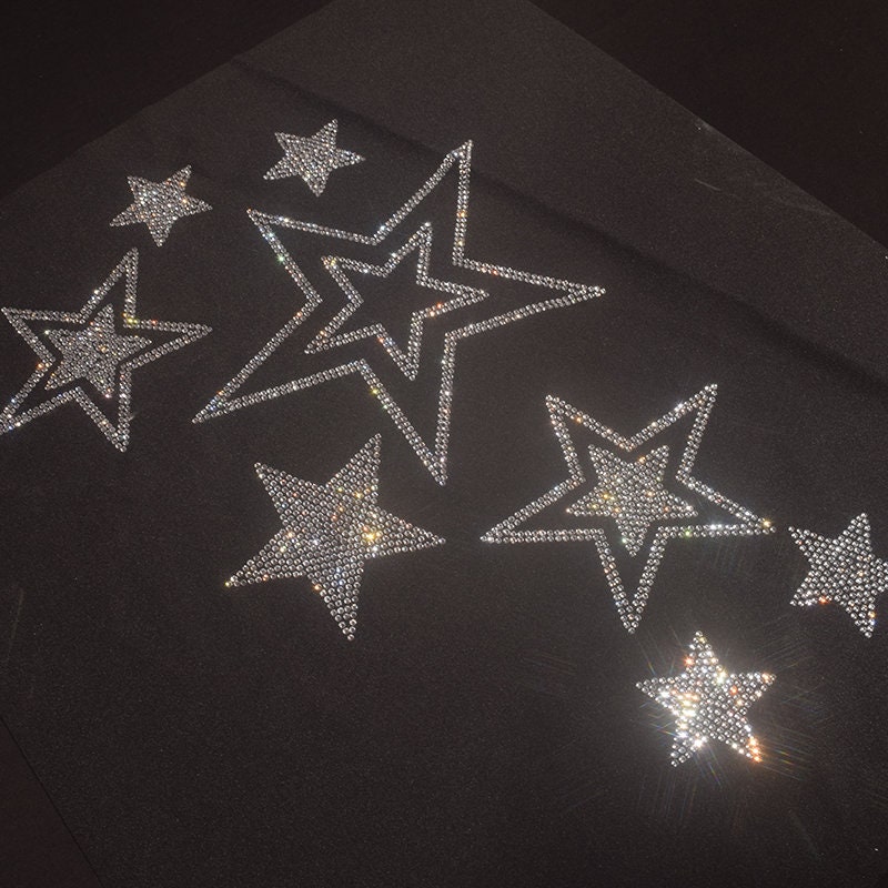 Star Rhinestone Transfer Bling Hot Fix Iron on Patch Motif Design ...