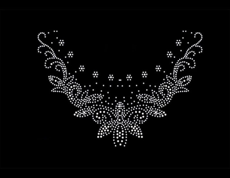 Flower Necklace Rhinestone Transfer Bling Hot Fix Iron on - Etsy