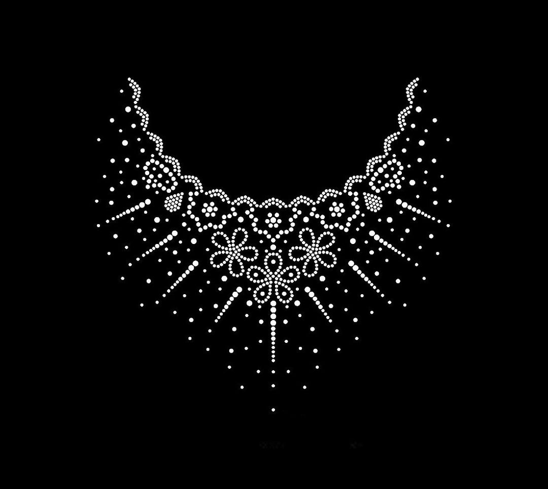 Flower Rhinestone Transfer Bling Hot Fix Iron on Patch Motif Design ...