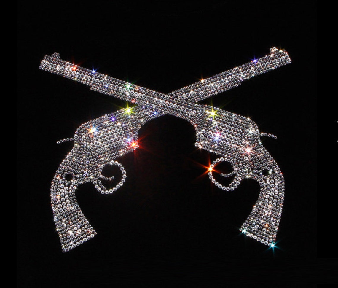 Gun Rhinestone Transfer Bling Hot Fix Iron on Patch Motif - Etsy