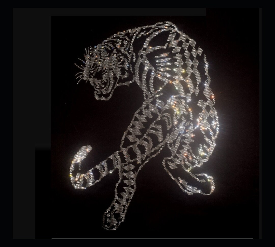 Tiger Rhinestone Transfer Bling Hot Fix Iron on Patch Motif Design ...