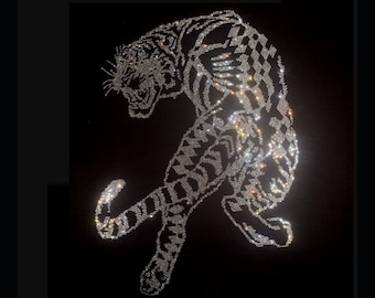 Tiger Rhinestone Transfer Bling Hot Fix Iron on Patch Motif Design ...