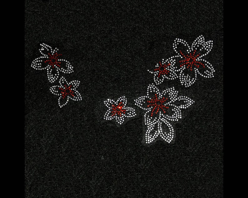 Flower Rhinestone Transfer Bling Hot Fix Iron on Patch Motif - Etsy