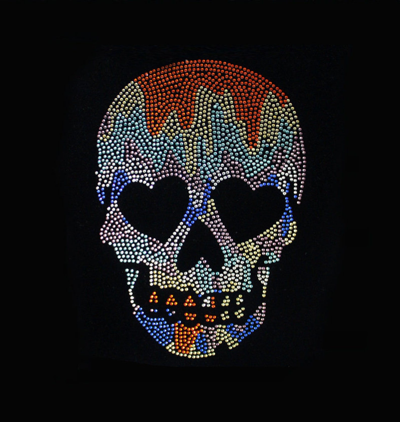 Skull Rhinestone Transfer Bling Hot Fix Iron on Patch Motif Design ...
