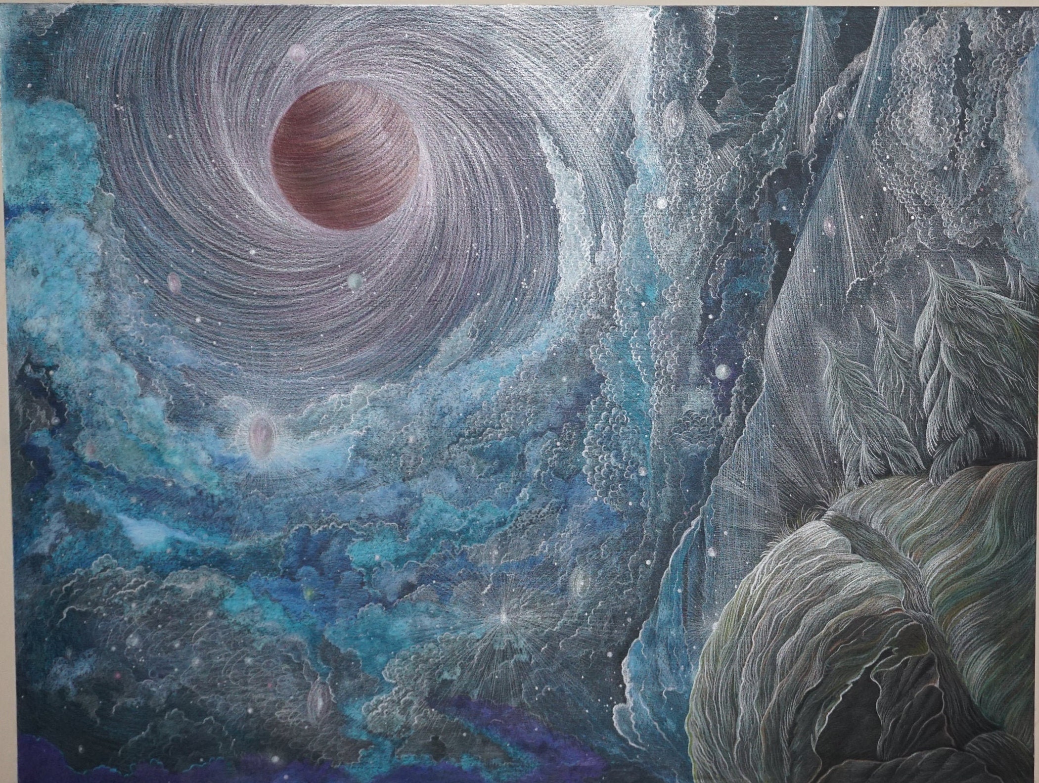Outer Space Colored Pencil Pastel Painting - Etsy