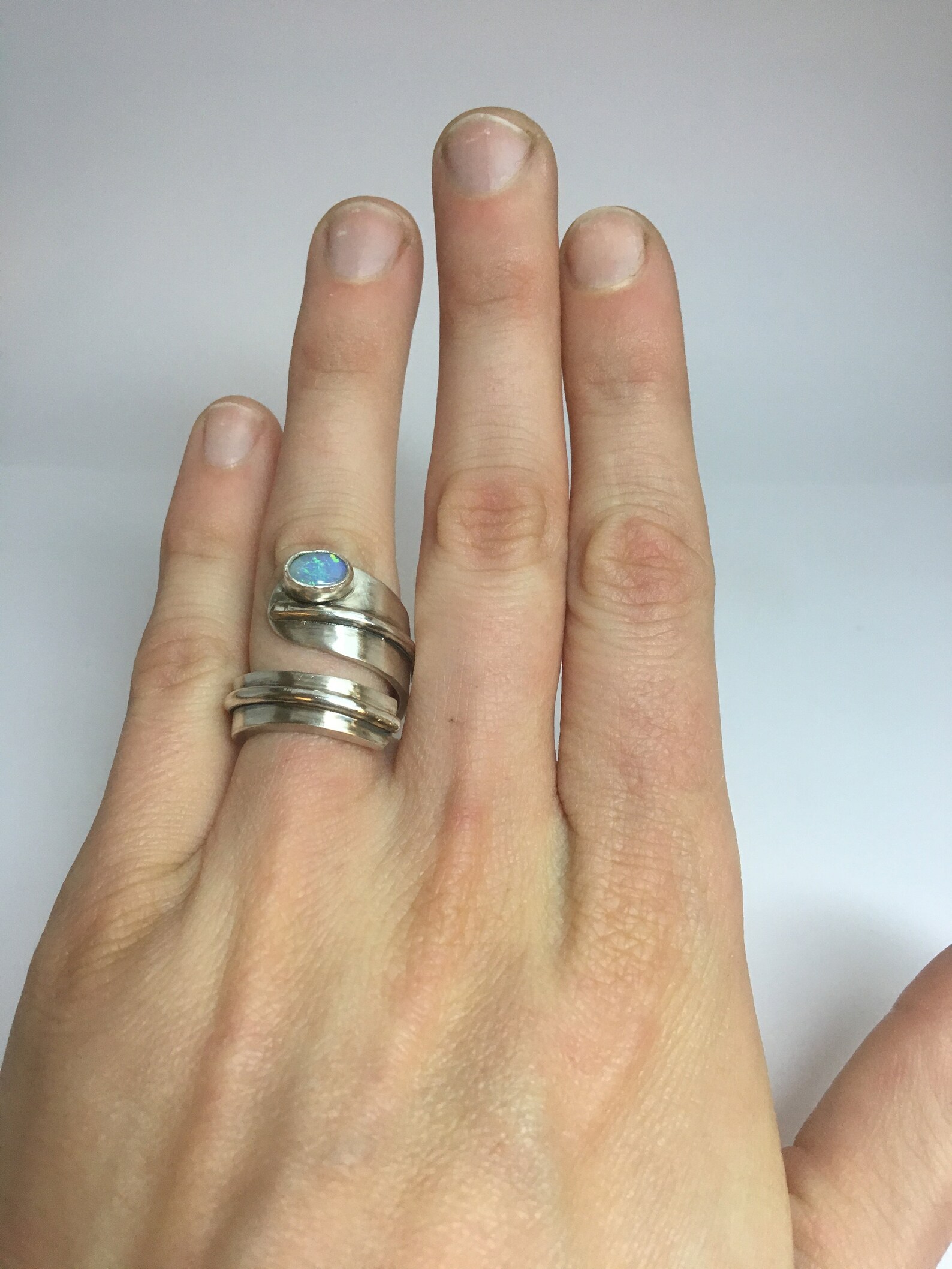 Hand Forged Sterling Silver Ring With Opal - Etsy