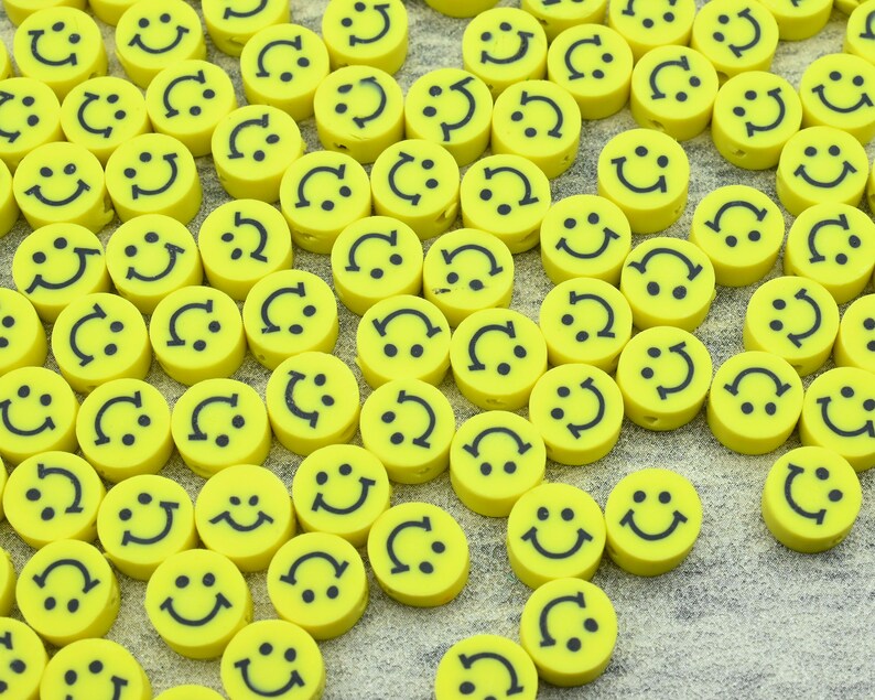 50 Pieces/10mm Smiley Face Polymer Clay Beadsloose Polymer - Etsy