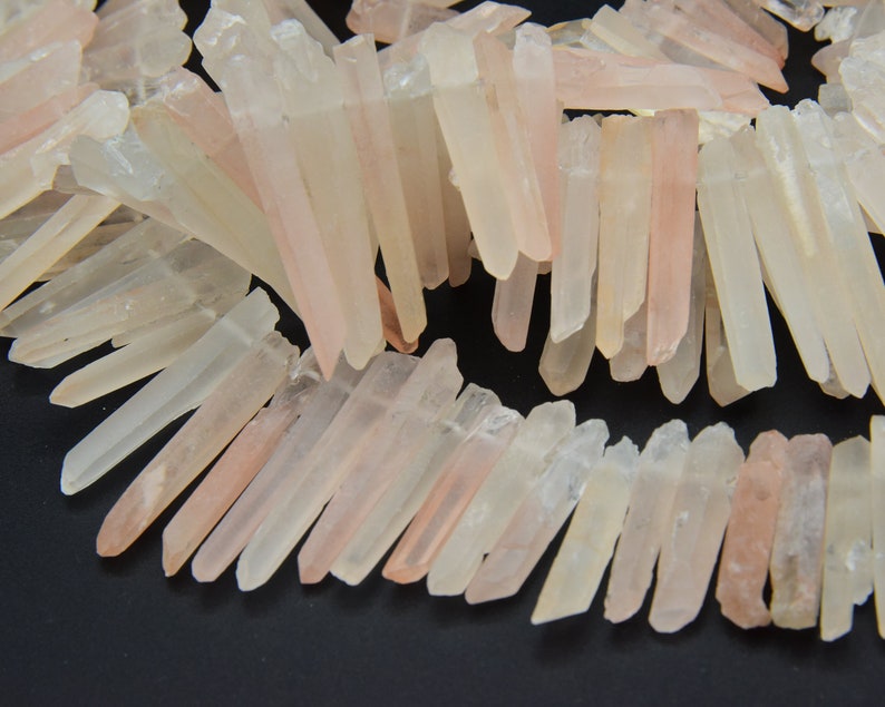 Natural Raw Crystals Tower Beadspink High Quality Crystals - Etsy