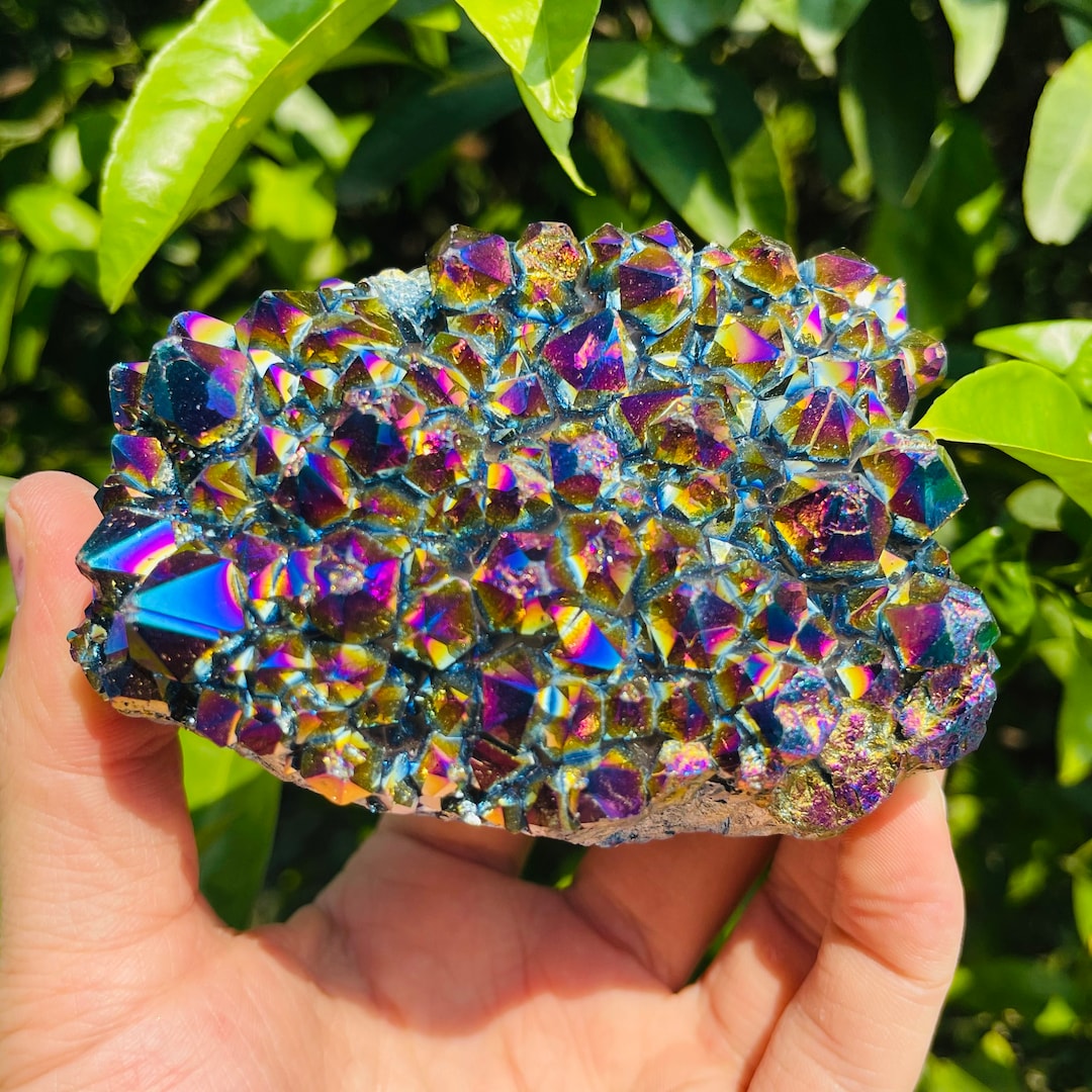 Rainbow Angel Aura Quartz Cluster,angel Aura Crystal Cluster,healing ...