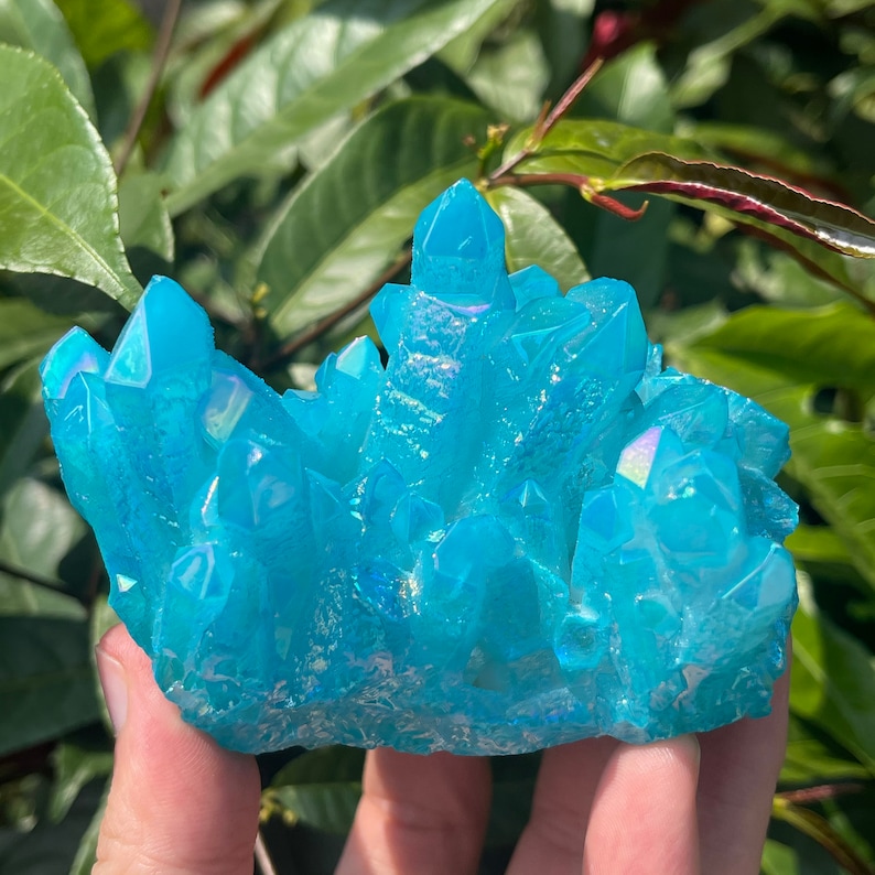 Blue Angel Aura Crystal Cluster,angel Aura Quartz Cluster,rainbow Aura ...