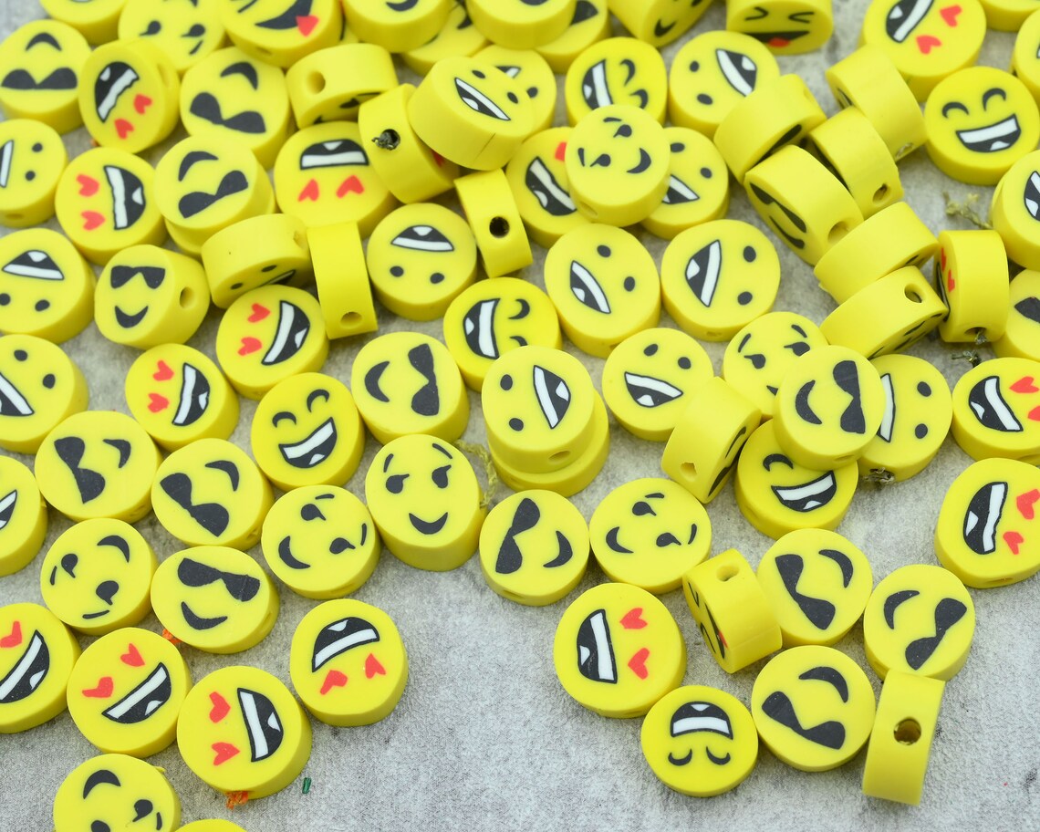 50 Pieces/10mm Smiley Polymer Clay Beadsloose Polymer Clay - Etsy
