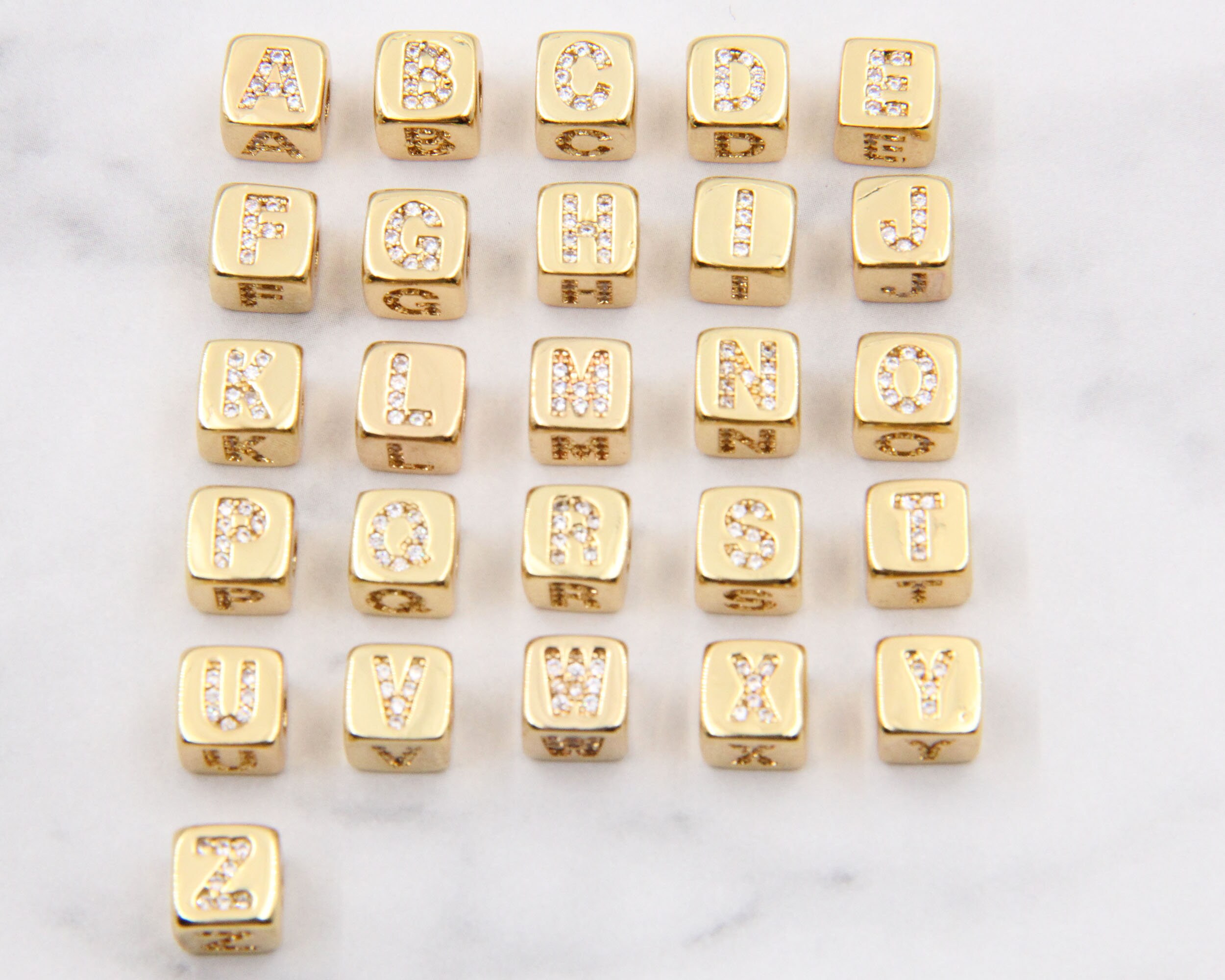 6x6MM/9x9MM Copper Alphabet Letters Beads26 Letters Words | Etsy