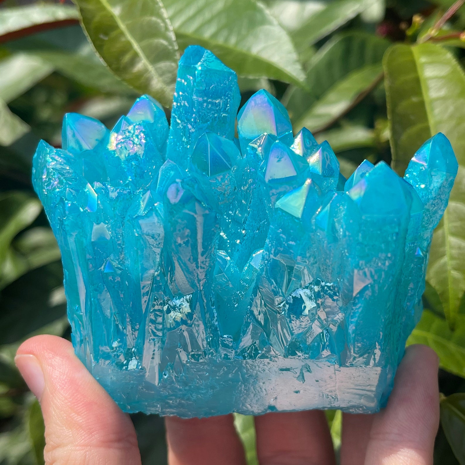 Blue Angel Aura Crystal Cluster,angel Aura Quartz Cluster,rainbow Aura ...