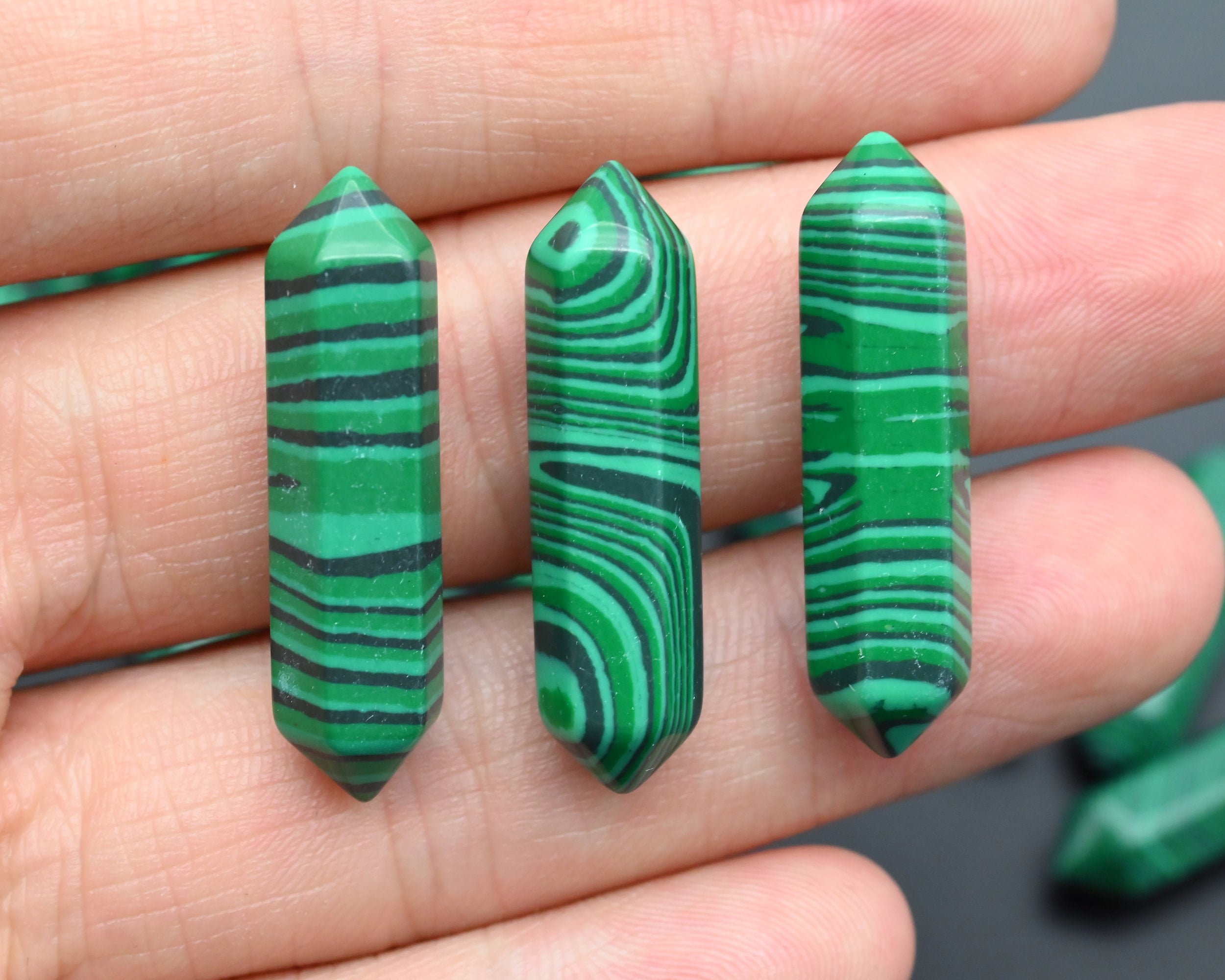 Reconstituted Malachite Double Terminated Point Beads,for Diy/jewelry ...