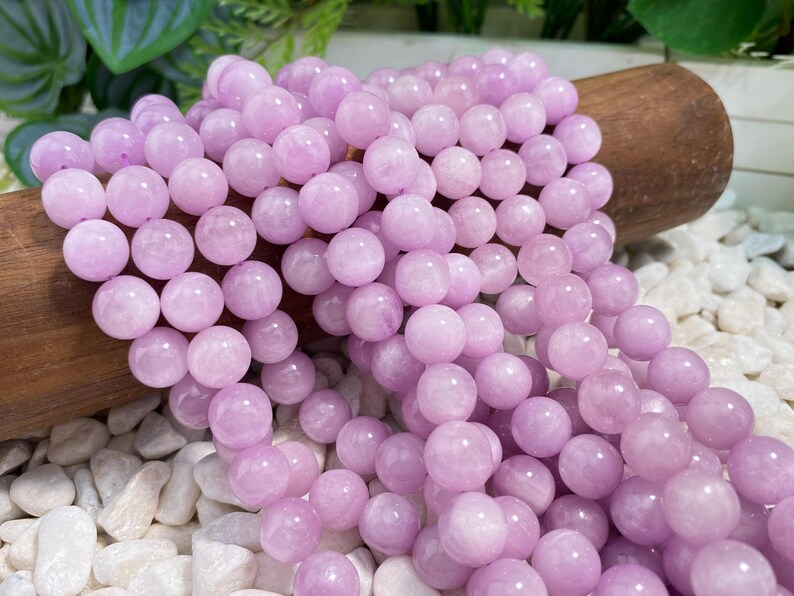 Natural AA Grade Kunzite Smooth Round Beads Loose Gemstone Crystal for ...