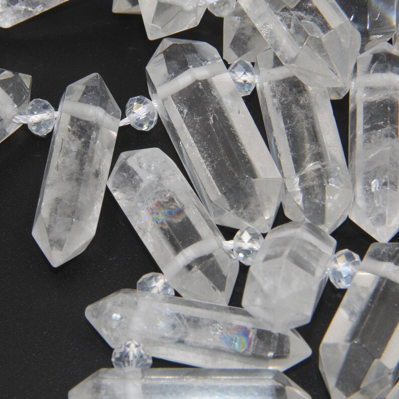 Natural Clear Crystals Tower Beadslarge Obelisk Crystals - Etsy