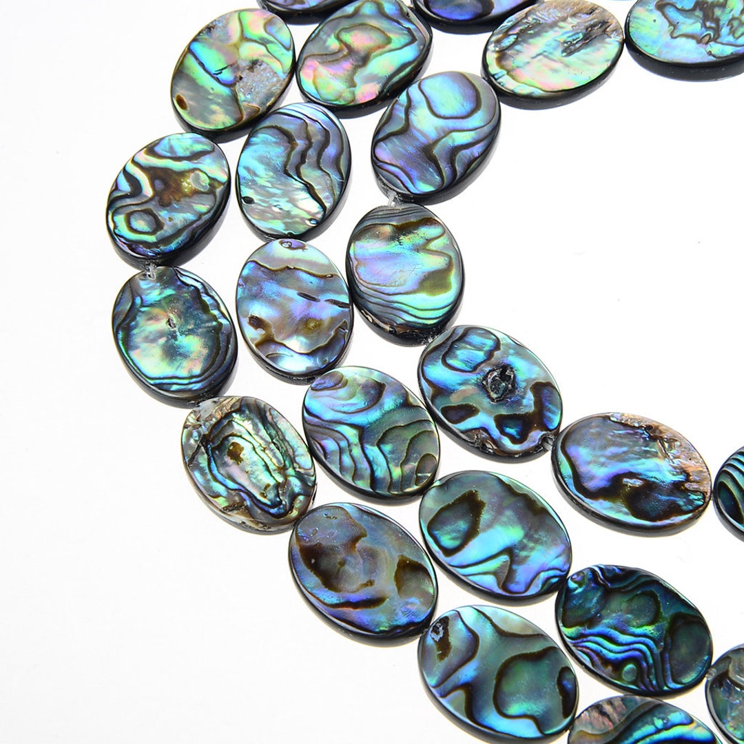 15.3 Inch Natural Abalone Shell Beads,flat Oval Shell,bright Polish ...