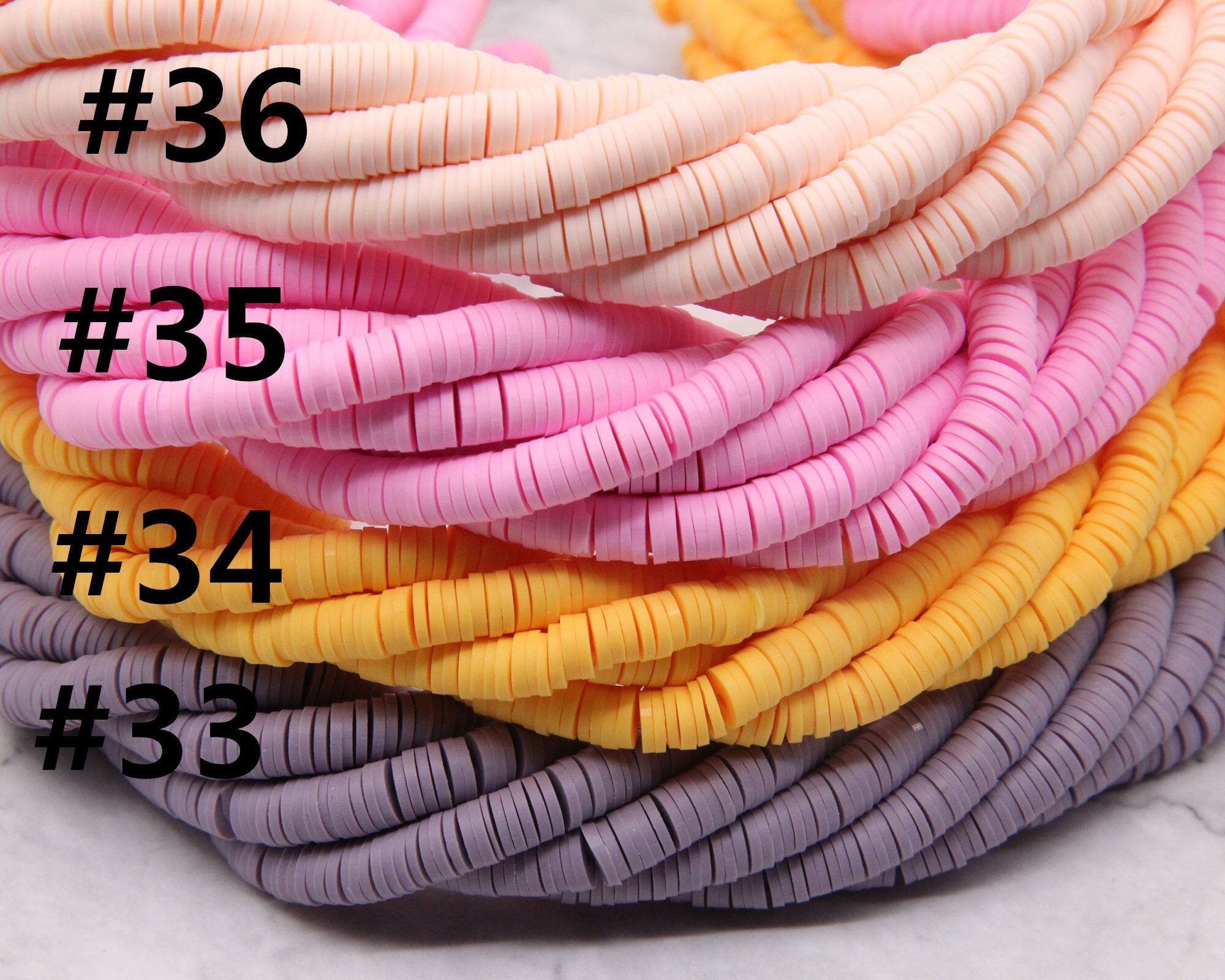 6MM 36 Colors Vinyl Heishi Disc Beads,6x1mm Vinyl Beads,polymer Clay ...