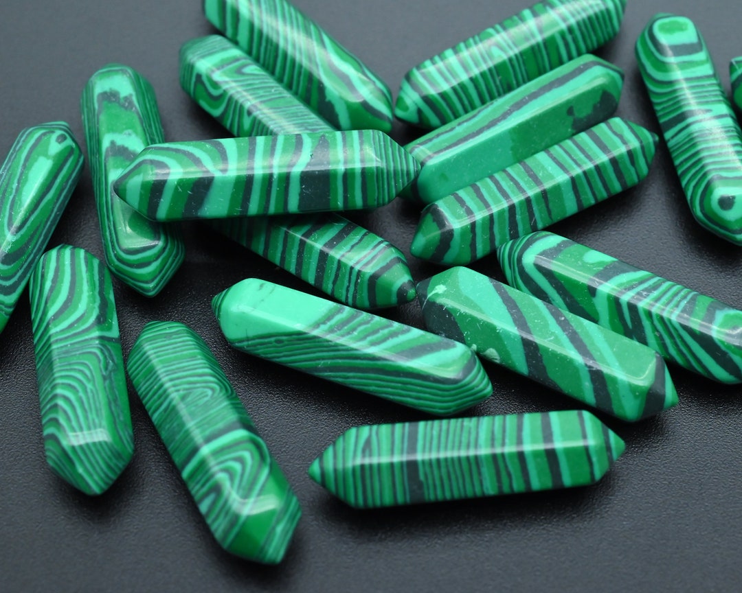 Reconstituted Malachite Double Terminated Point Beads,for Diy/jewelry ...