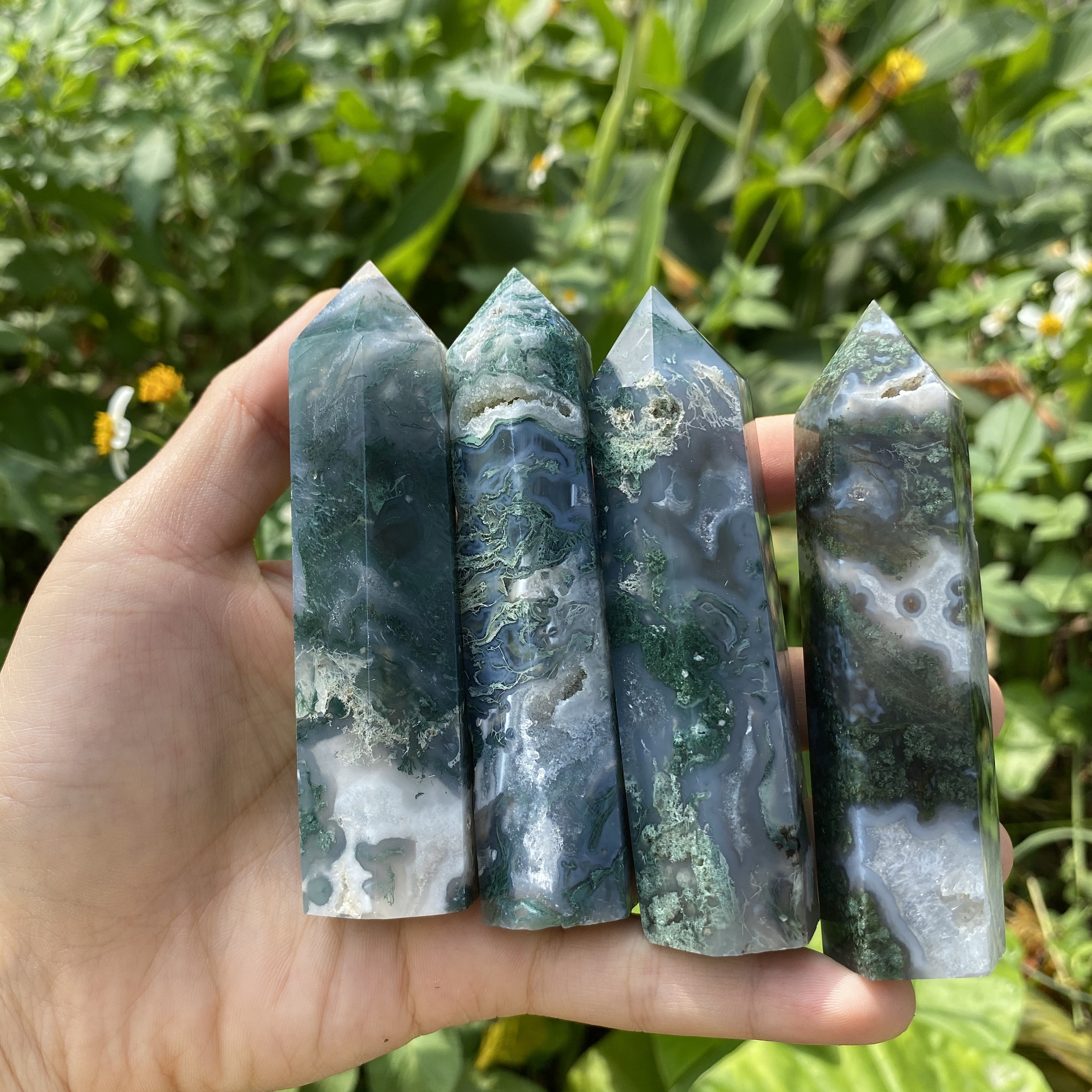 3.0-3.5 Inches Natural Moss Agate TowerMetaphysical and Home | Etsy