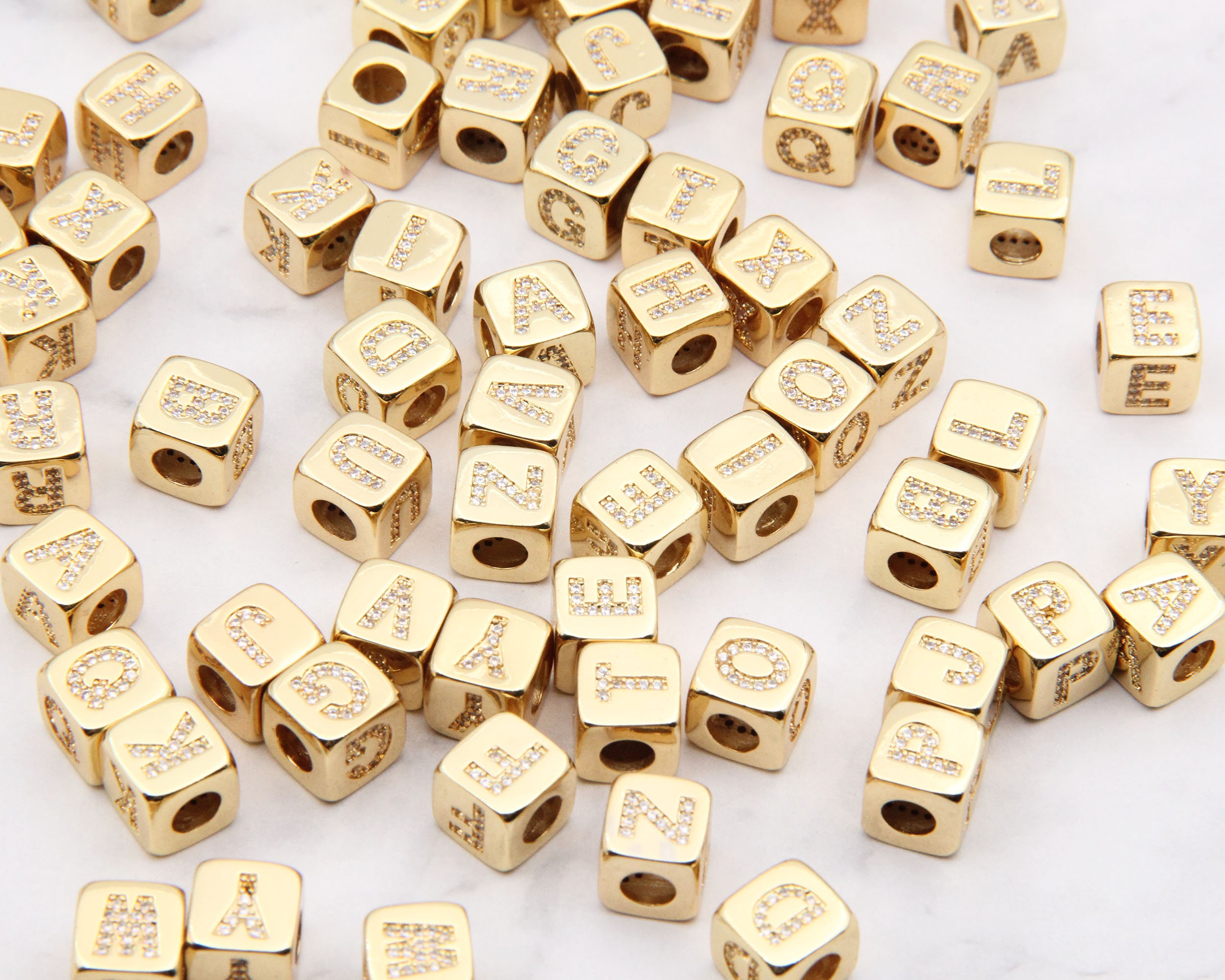 6x6mm/9x9mm Copper Alphabet Letters Beads,26 Letters Words Beads,square ...