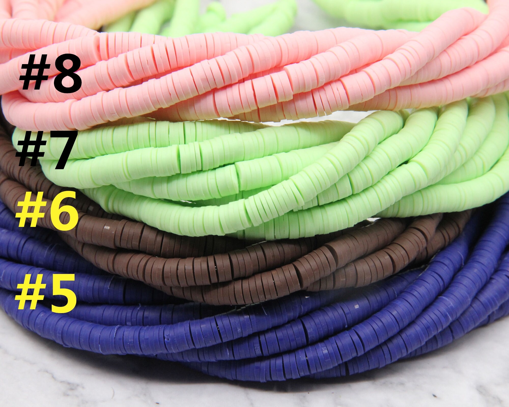 6MM 36 Colors Vinyl Heishi Disc Beads,6x1mm Vinyl Beads,polymer Clay ...