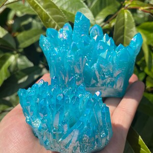 Blue Angel Aura Crystal Cluster,angel Aura Quartz Cluster,rainbow Aura ...