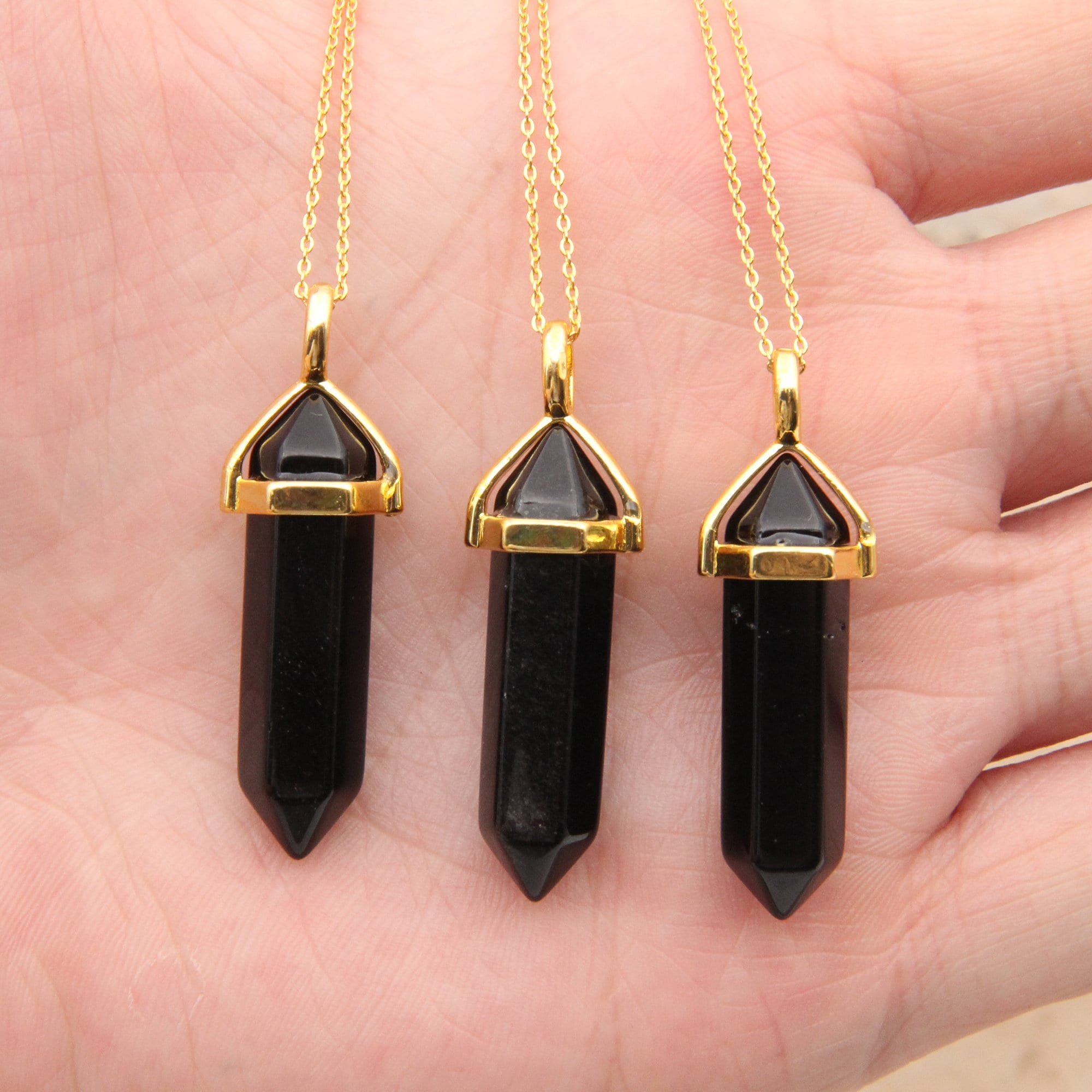 Black Obsidian Necklacecharms Obsidian Pendantwholesale - Etsy