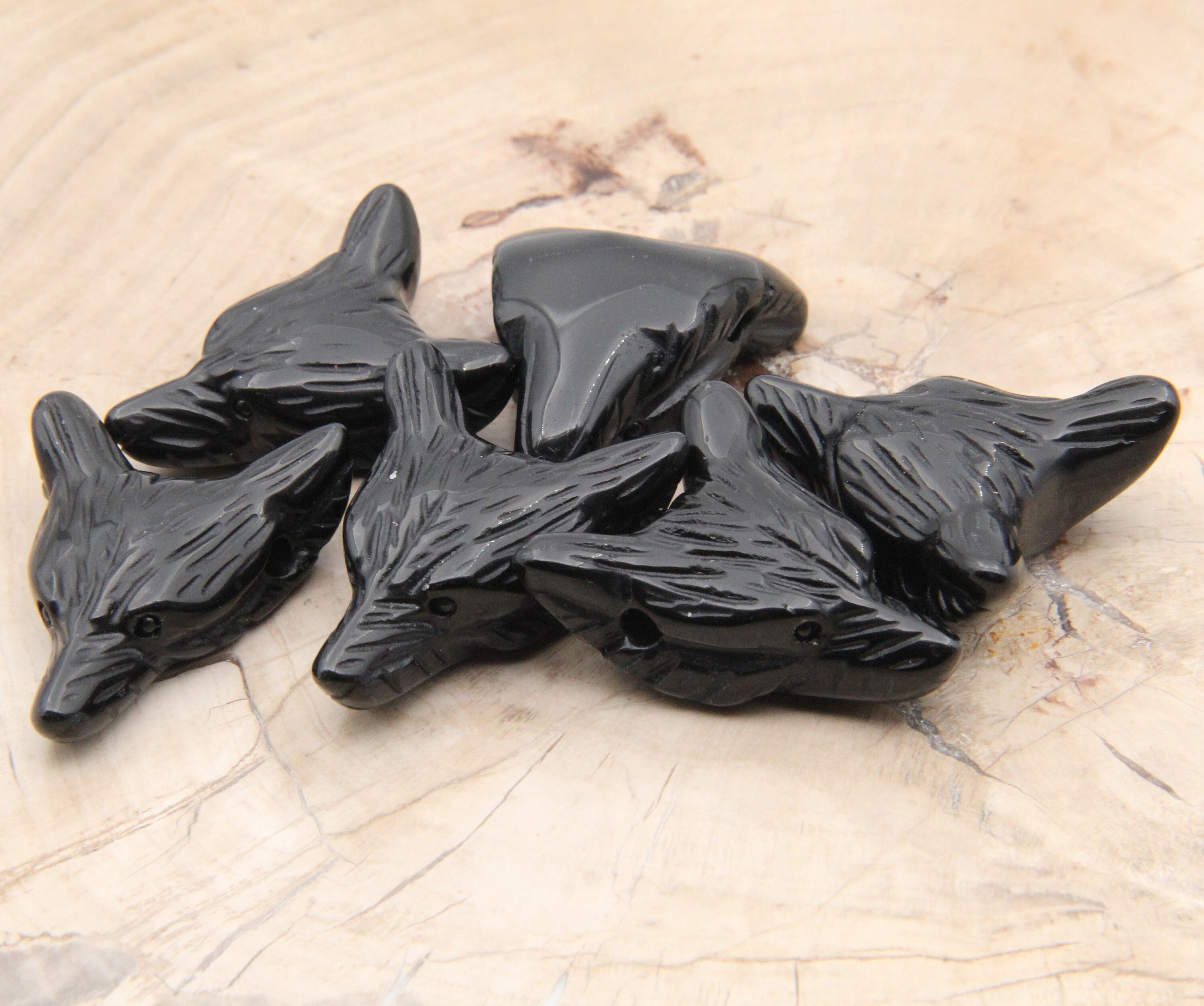 Black Obsidian Wolf Pendants,good Quality Wolf Head Pendants,stone Wolf ...