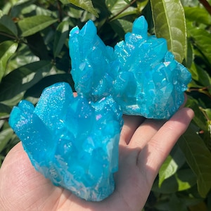 Blue Angel Aura Crystal Cluster,angel Aura Quartz Cluster,rainbow Aura ...