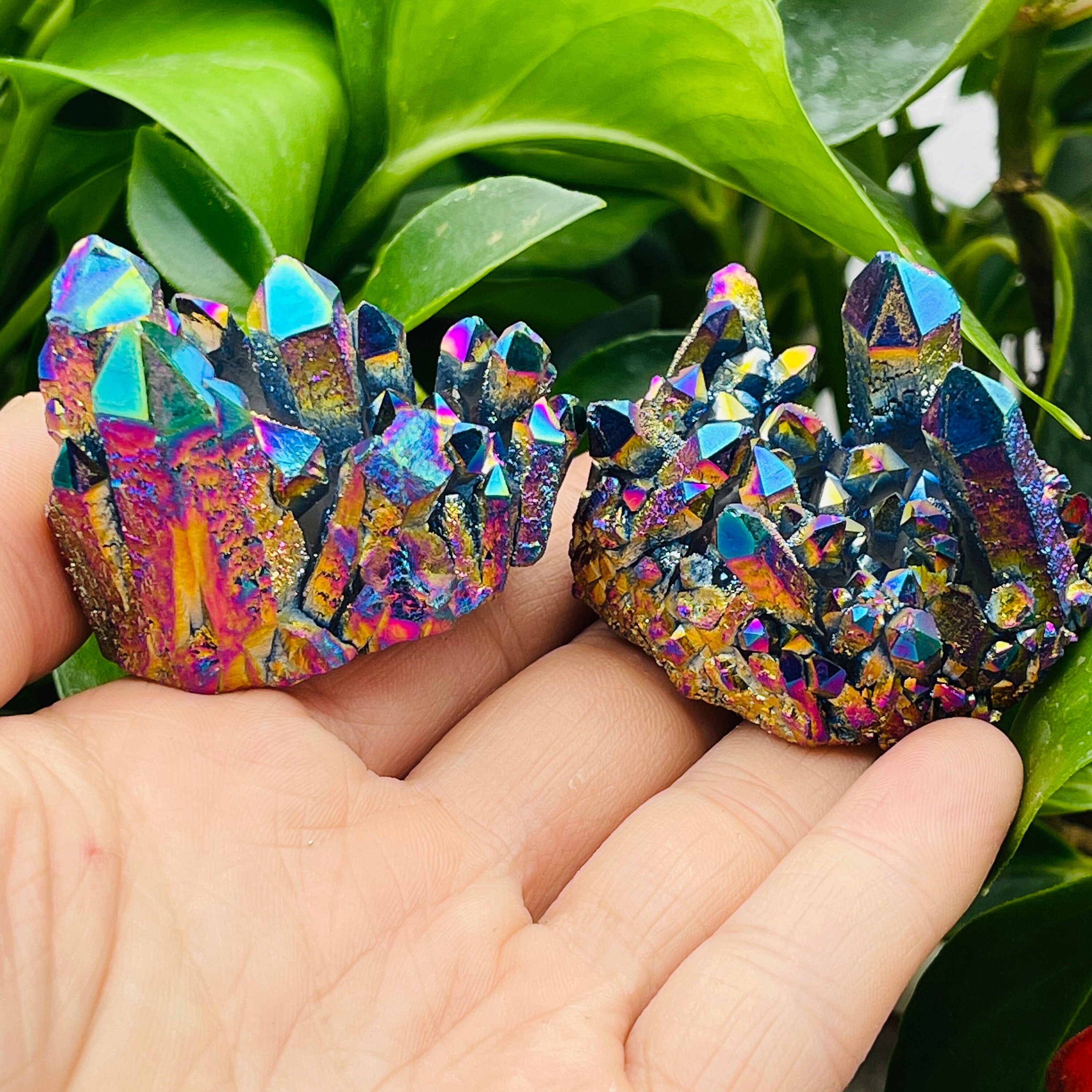 Rainbow Angel Aura Crystal Cluster,angel Aura Quartz Cluster,freeform ...