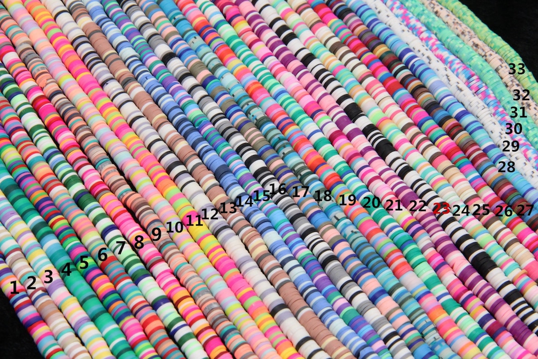 6MM 33 Colors Vinyl Heishi Disc Beads,6x1mm Vinyl Beads,polymer Clay ...