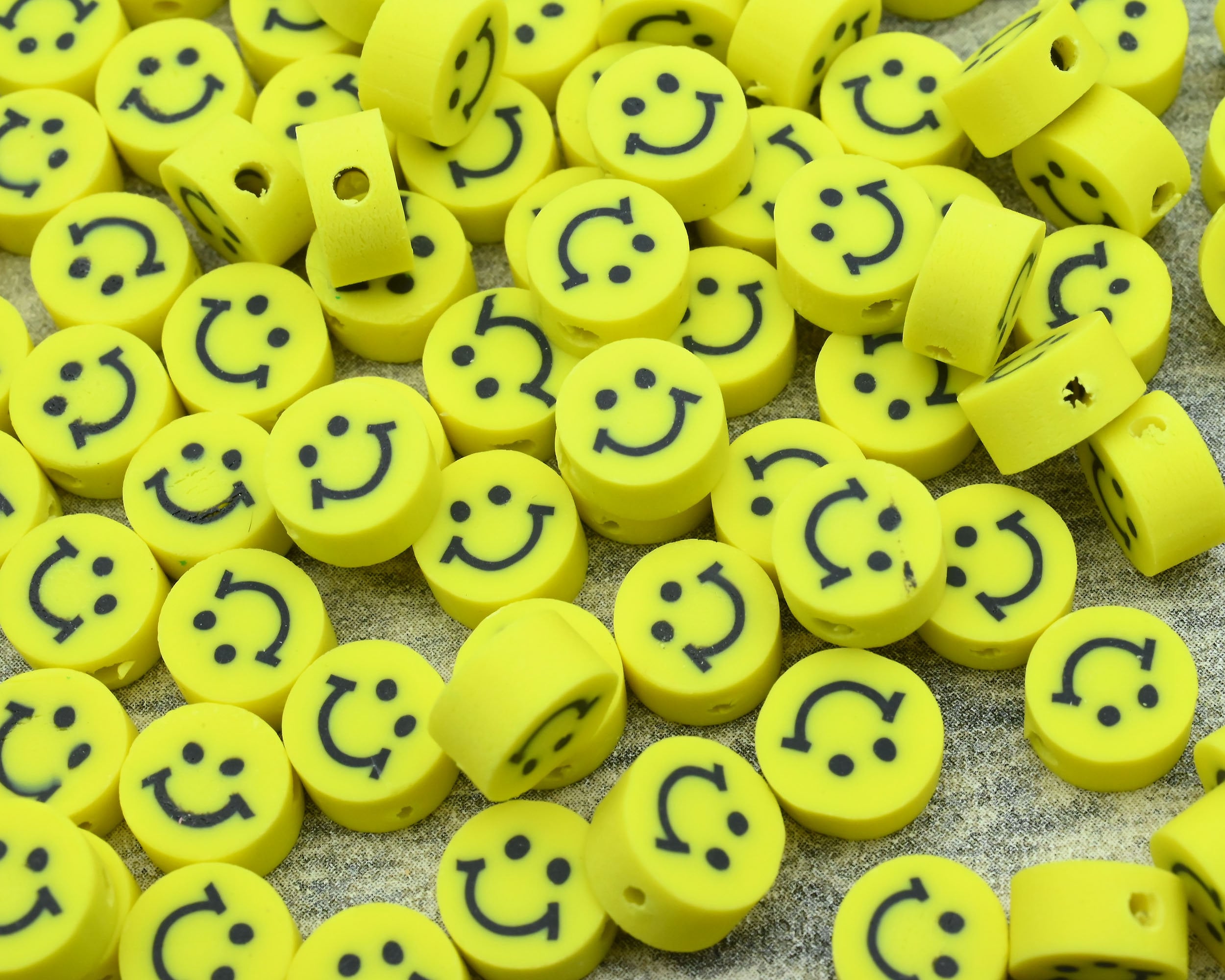 50 Pieces/10mm Smiley Face Polymer Clay BeadsLoose Polymer | Etsy