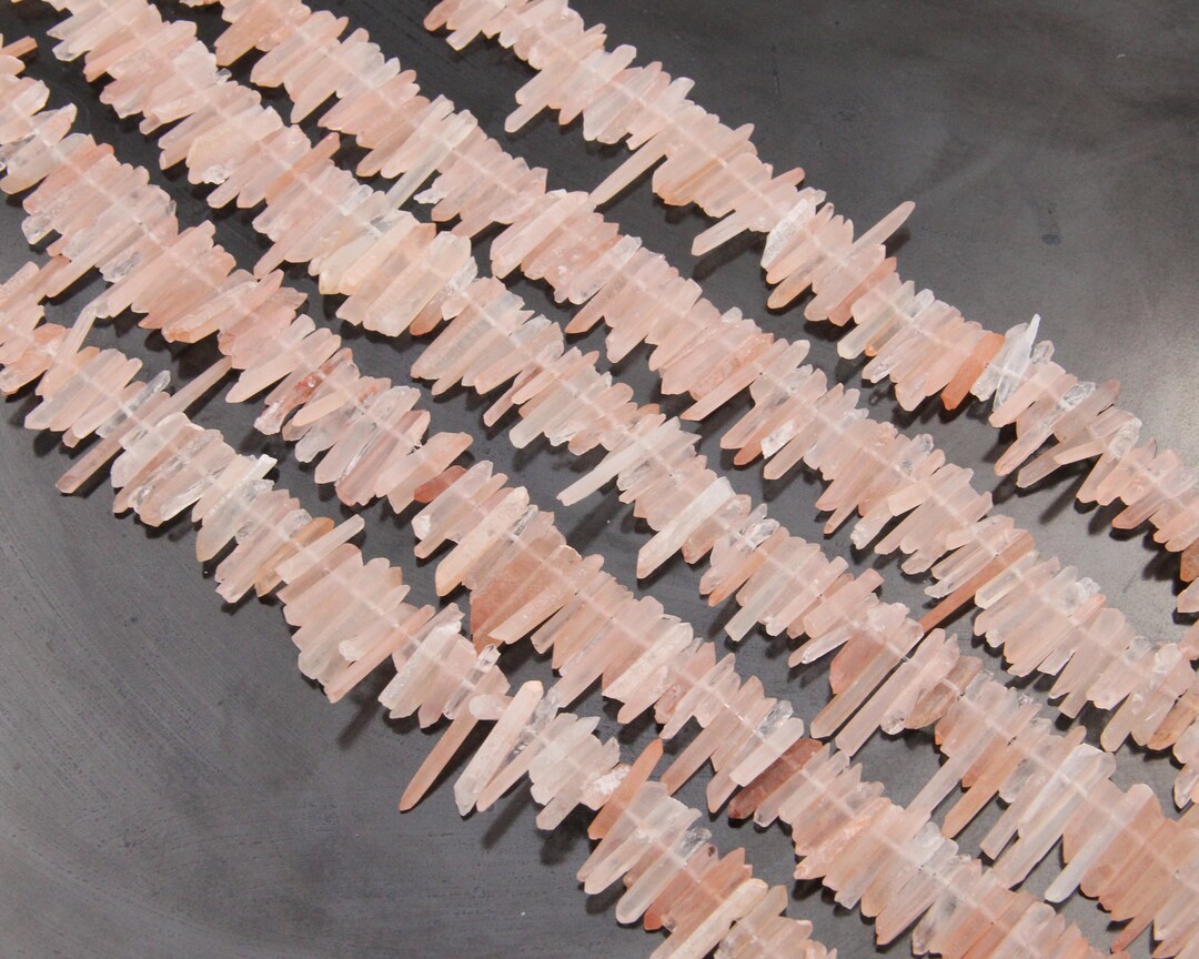 Natural Raw Crystals Quartz Point Beads,pink Crystals Point Beads,top ...