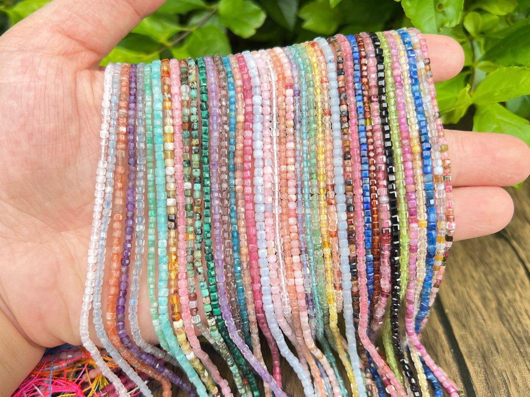 Natural Faceted Crystals Beads,2.5x2.5mm Square Gemstone Faceted Beads ...