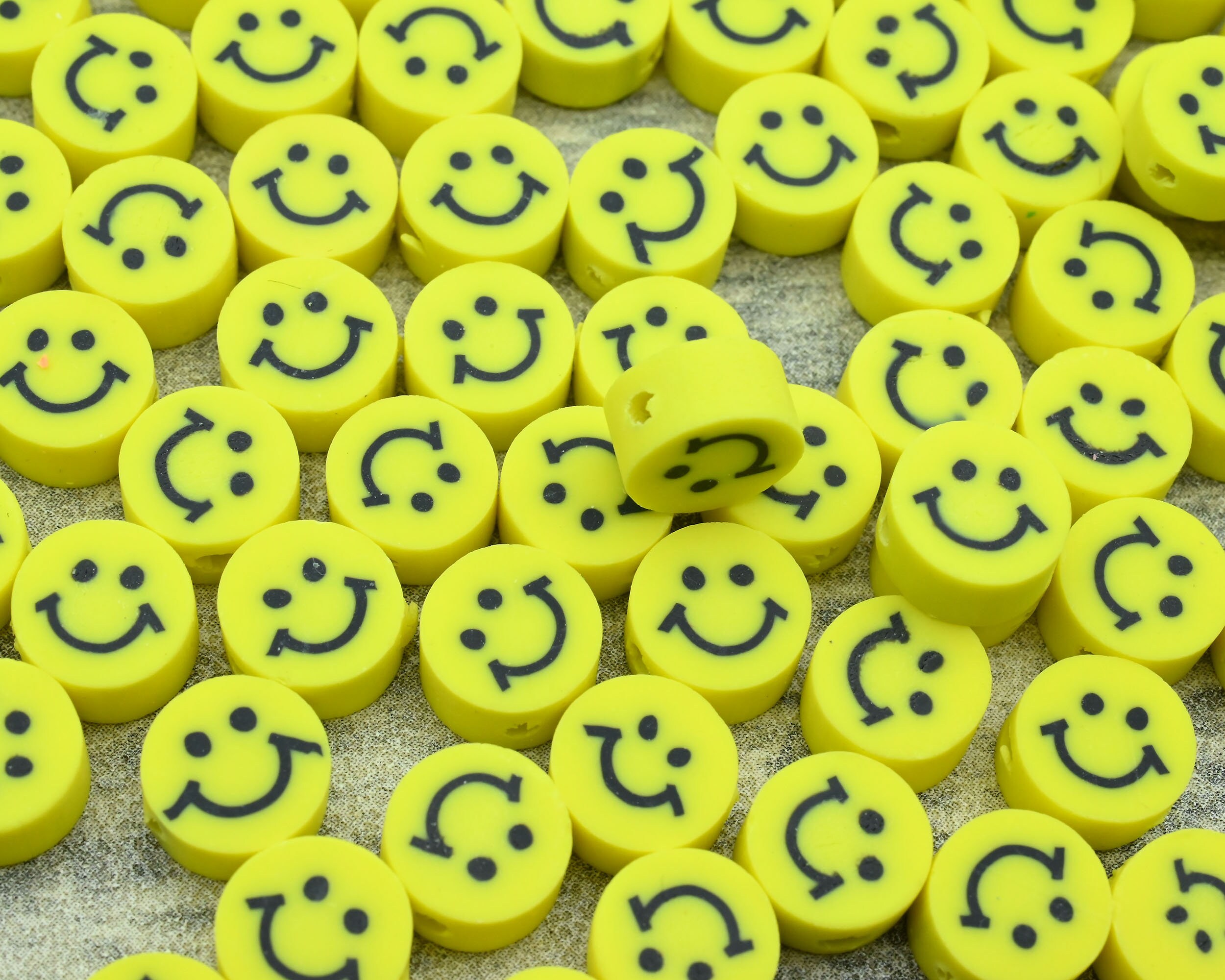 50 Pieces/10mm Smiley Face Polymer Clay Beadsloose Polymer - Etsy