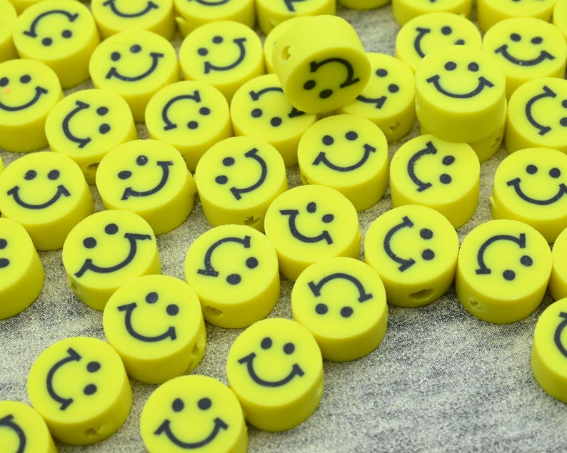 50 Pieces/10mm Smiley Face Polymer Clay Beadsloose Polymer - Etsy