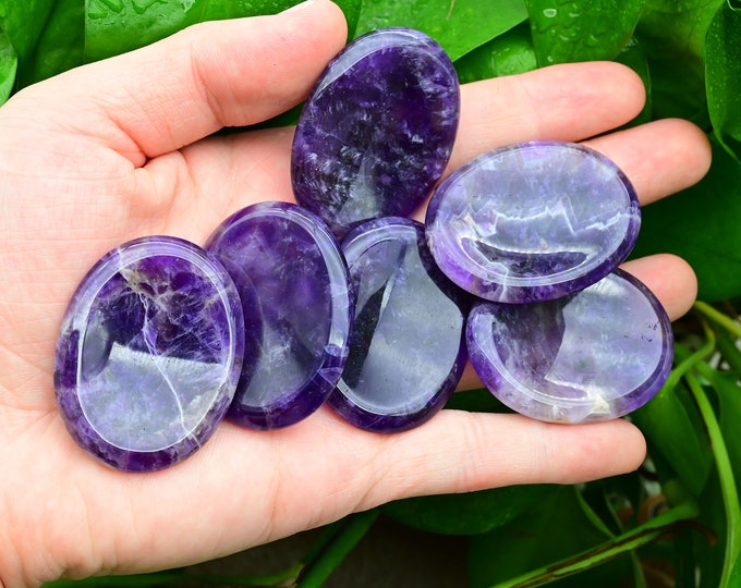 AMETHYST Worry Stone Natural Stone Hand Carved Gemstone Worry - Etsy