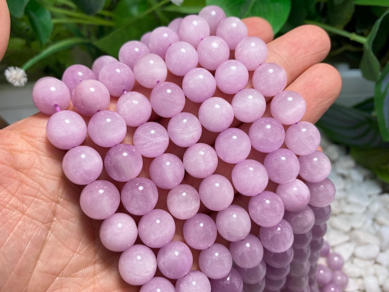 Natural AA Grade Kunzite Smooth Round Beads Loose Gemstone Crystal for ...