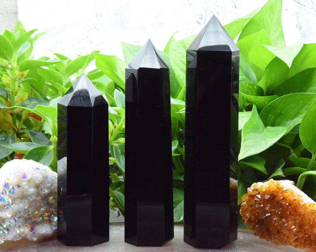 6~9" Large Black Obsidian Tower,large Crystal Tower,healing Crystal ...