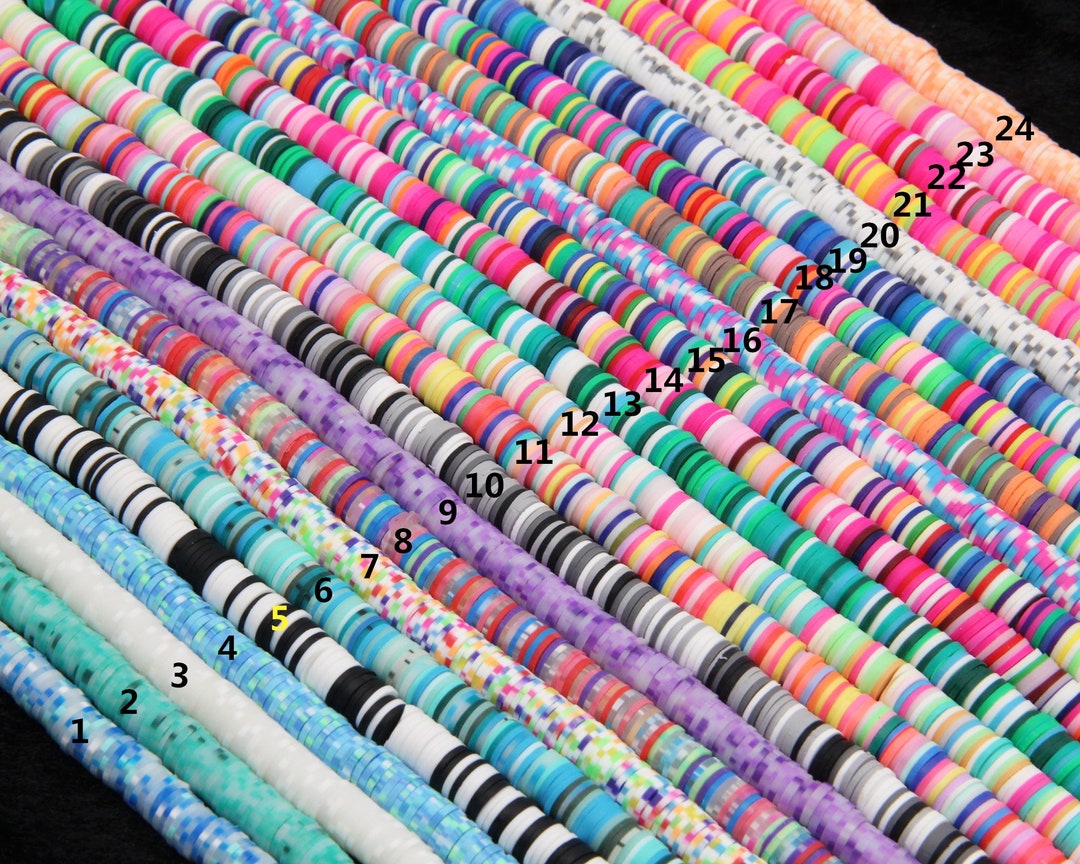 8MM 24 Colors Vinyl Heishi Disc Beads,8x1mm Vinyl Beads,polymer Clay ...